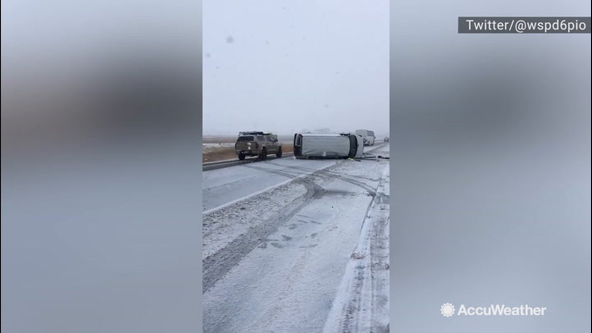 Van blocking the highway after rolling over in snow | whas11.com