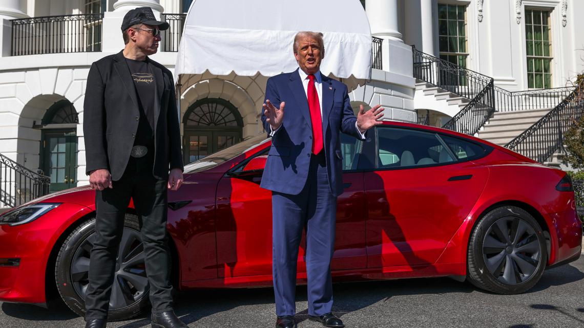 Trump calls Tesla boycott 'illegal,' selects new Tesla to buy on White ...