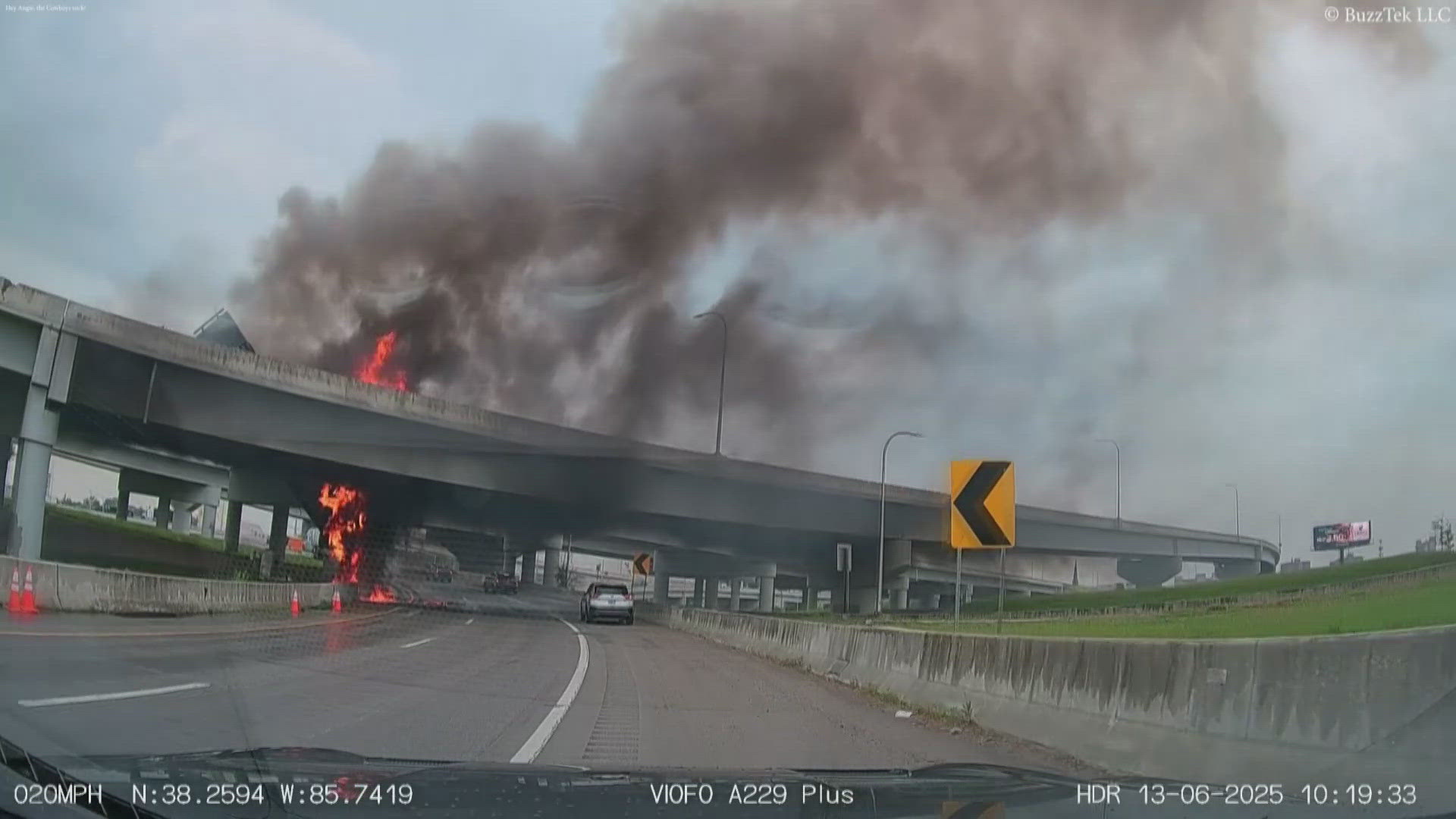 Semi involved in fiery crash still in Louisville | whas11.com