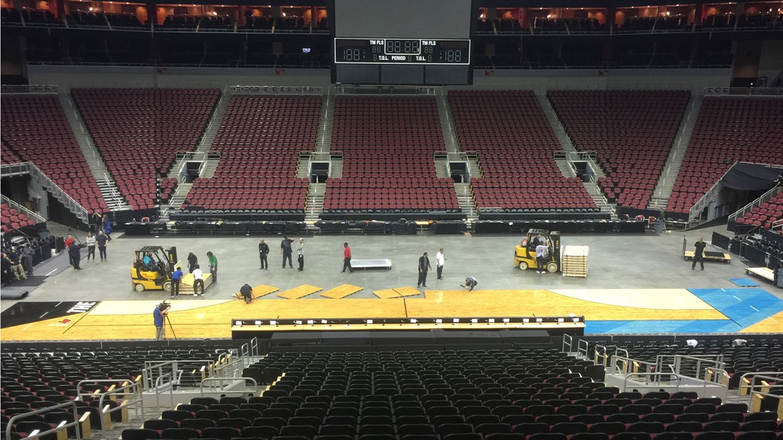 NCAA March Madness court built in KFC Yum! Center | whas11.com