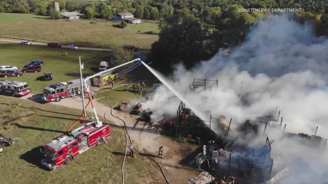Kentucky firefighters fight stubborn hay bale fire for several days ...