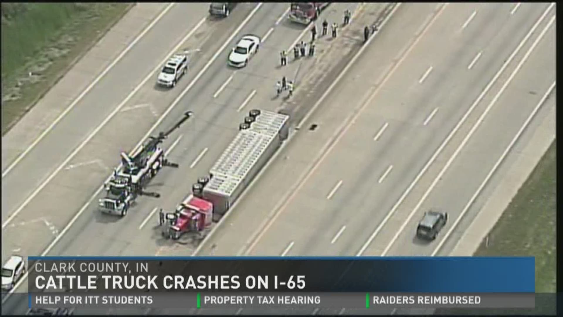 Crews working to clear cattle truck crash on I-65N in Clark Co., Ind ...