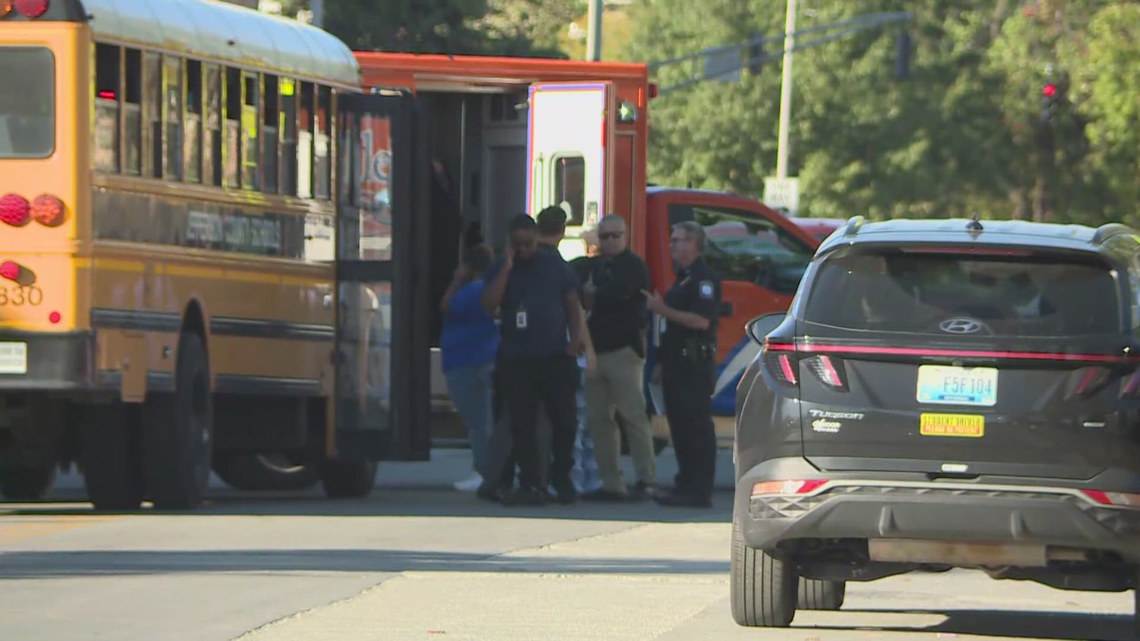 Driver in stolen truck crashes into JCPS bus, flees: LMPD | whas11.com