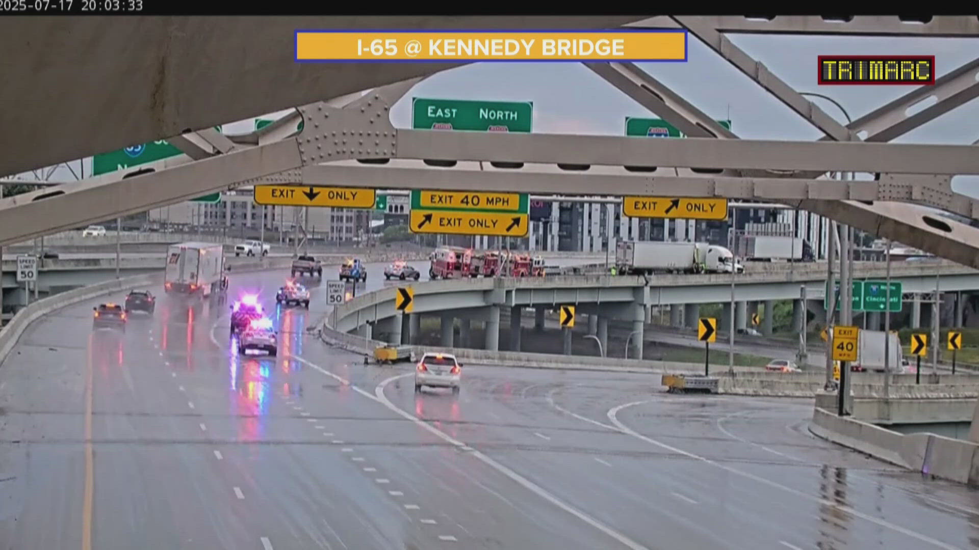 Semi crash blocks traffic on I-65 South ramp near Kennedy Bridge | whas11.com