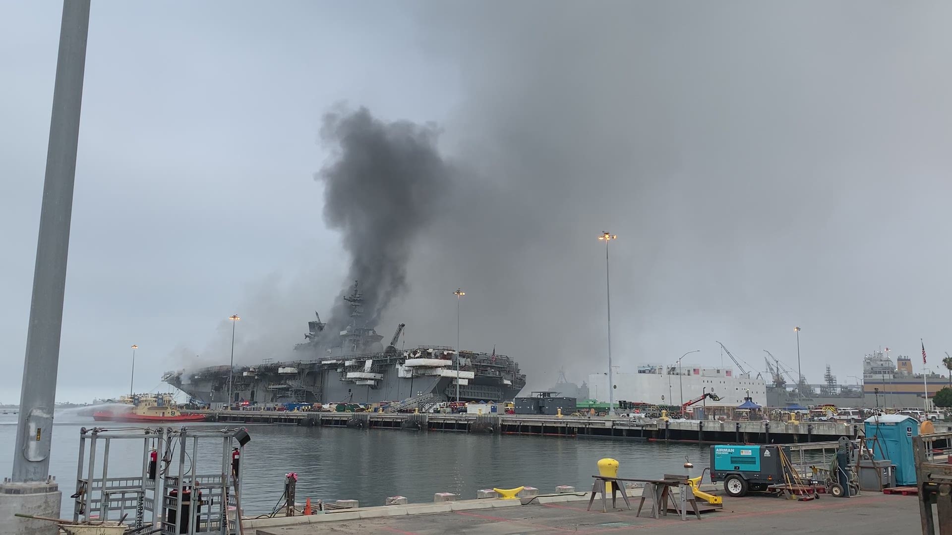 USS Bonhomme Richard (LHD 6) Fire in San Diego | whas11.com
