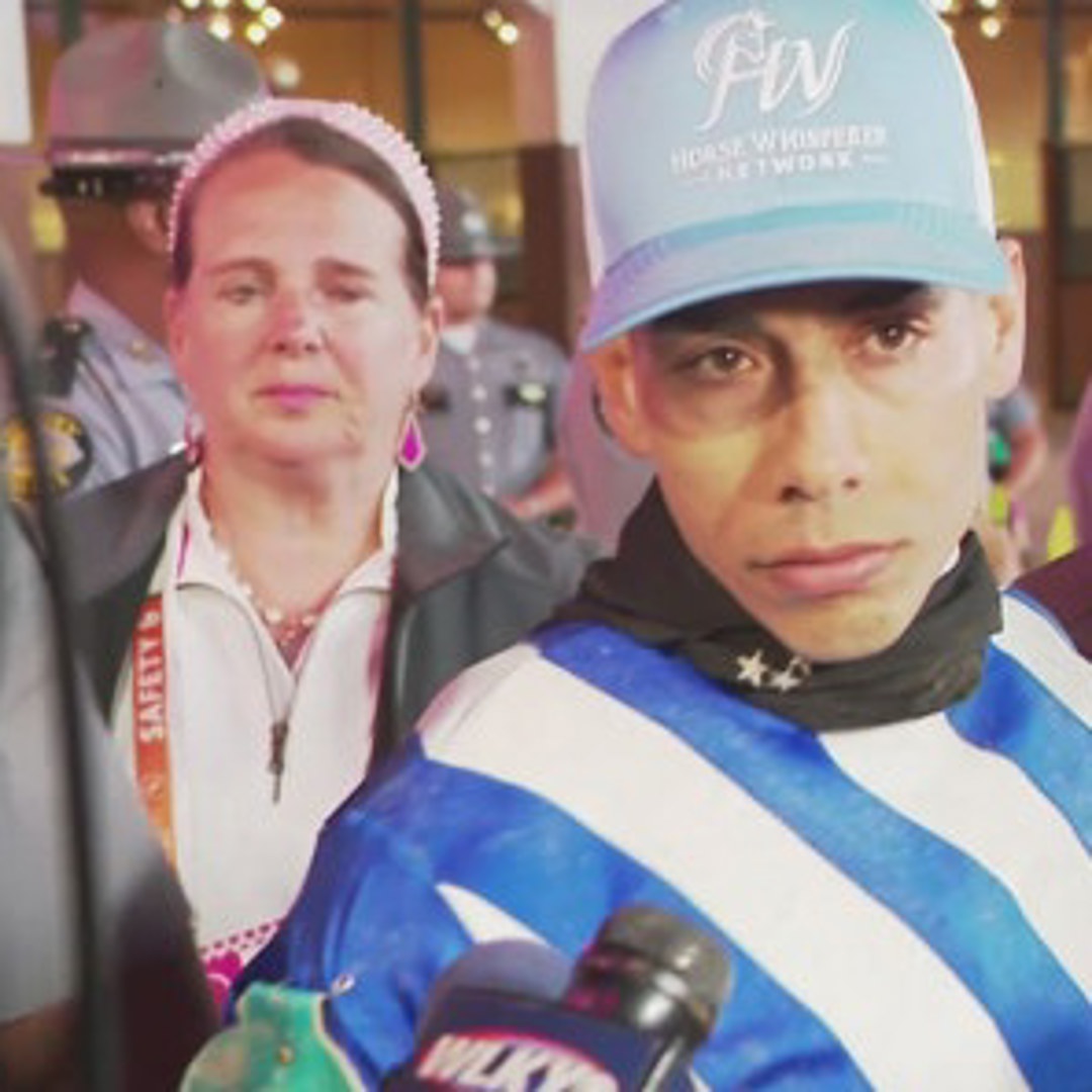 Trainer Chad Brown and Jockey Jose Ortiz react to their Kentucky Oaks ...