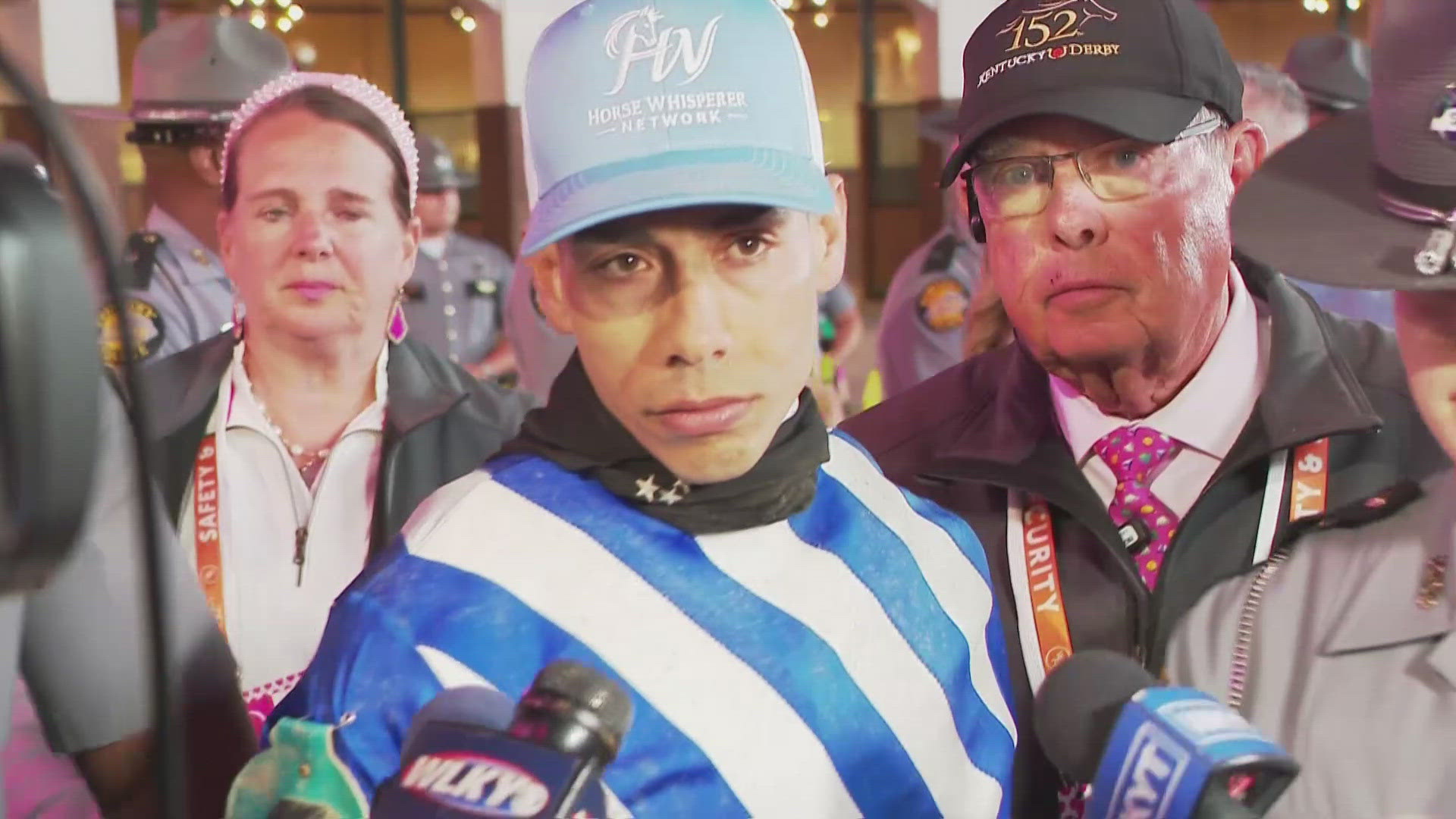 Trainer Chad Brown and Jockey Jose Ortiz react to their Kentucky Oaks ...