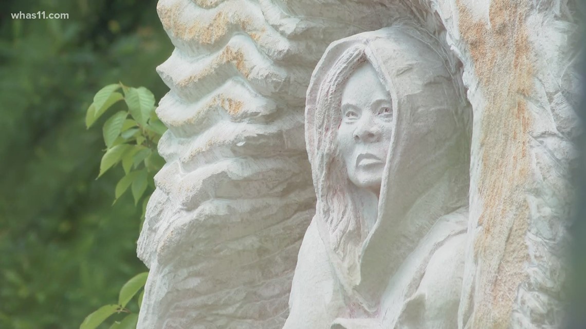 Lucy Higgs Nichols statue vandalized in New Albany | whas11.com