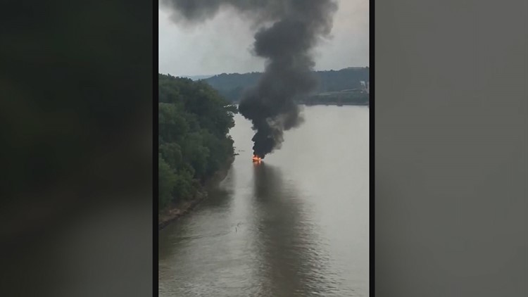 Small boat left charred after fire on Ohio River near Sherman Minton ...
