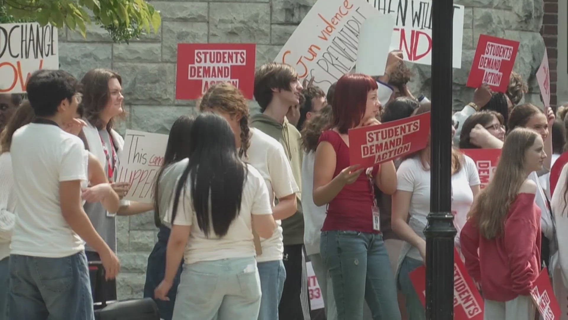 Louisville students protest, demand assault weapons ban in schools ...