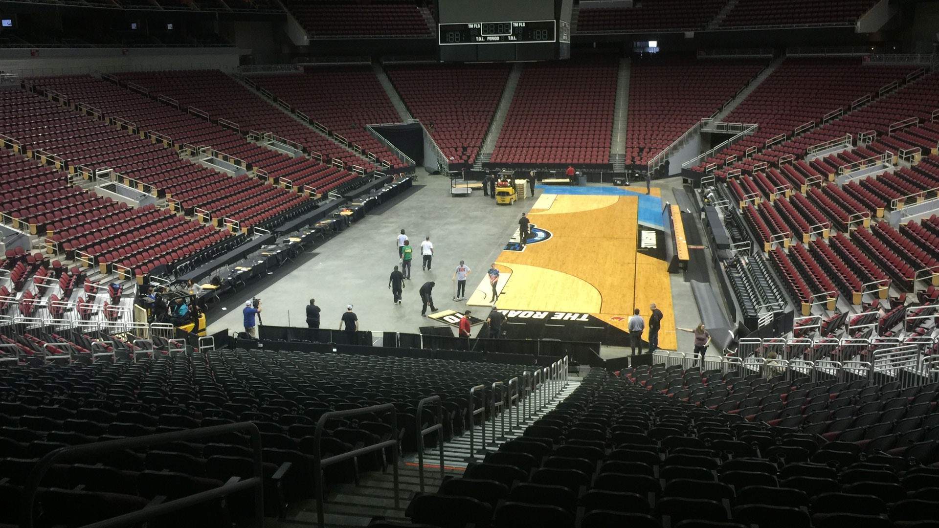 NCAA March Madness court built in KFC Yum! Center | whas11.com