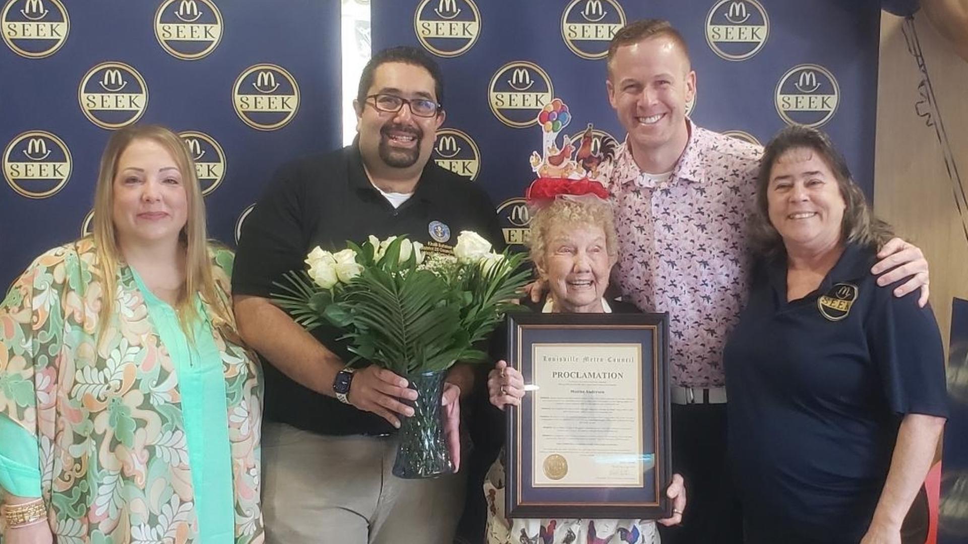 Maxine Anderson honored for 35 years at Valley Station McDonald's ...