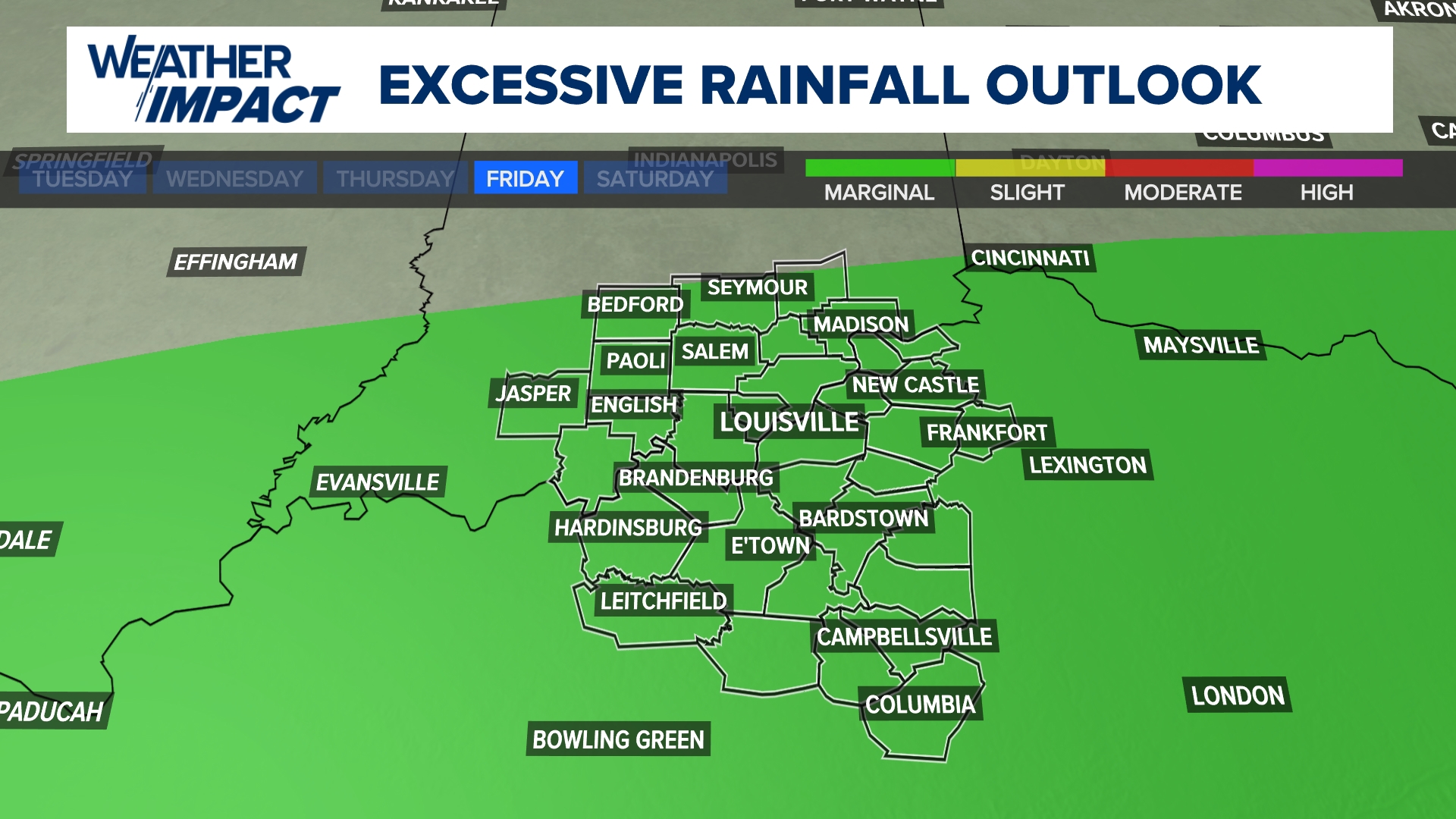 Increasing isolated flood risk in Kentuckiana with multiple days of ...