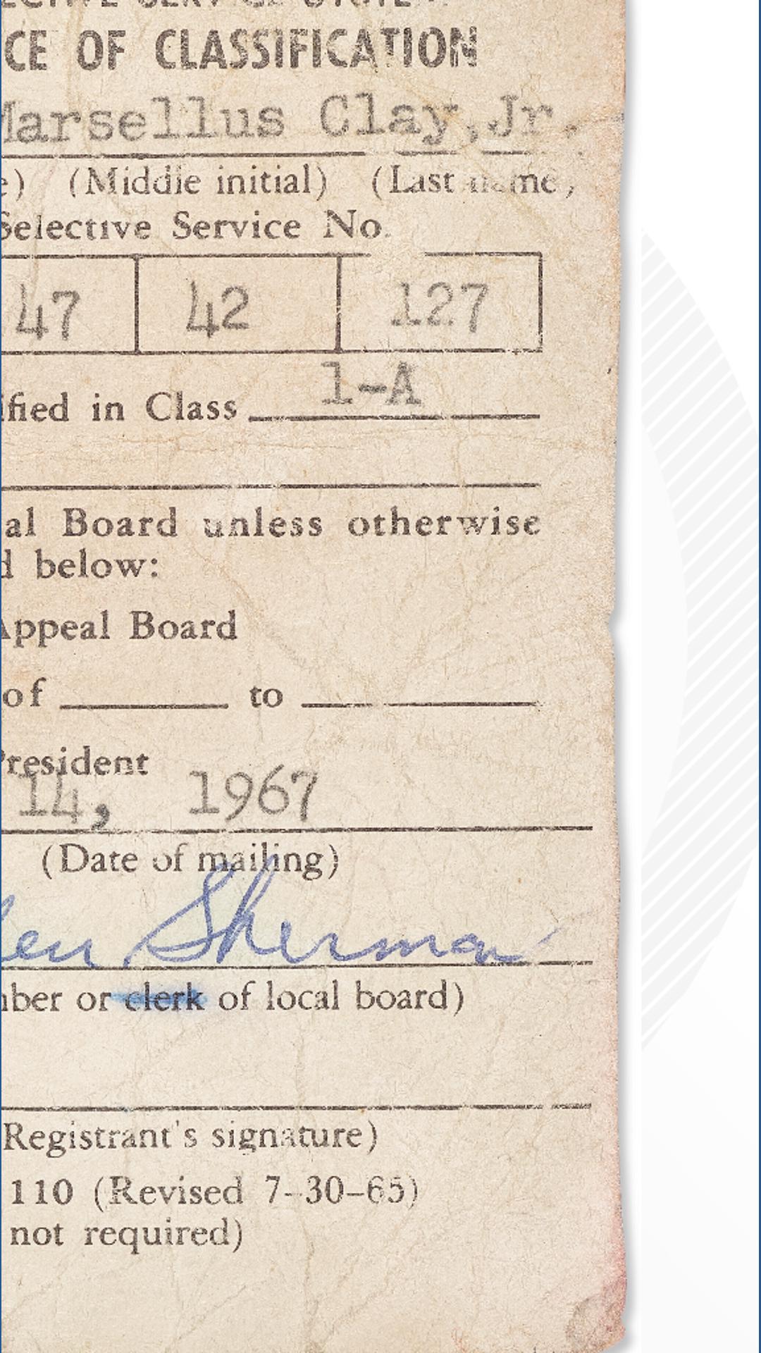Muhammad Ali's unsigned draft card will be auctioned | whas11.com