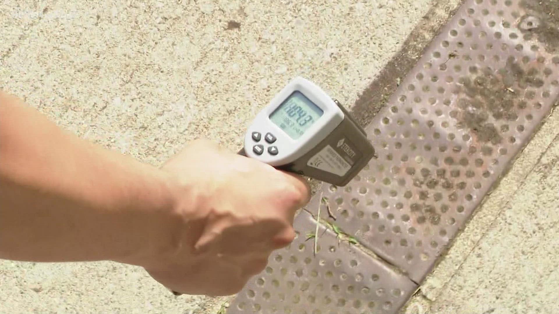 WHAS11 meteorologist shows how hot ground can be in severe heat ...