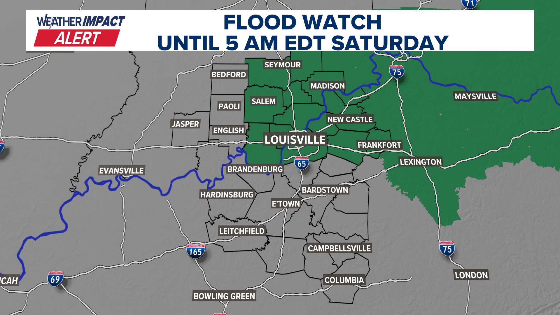 NWS Louisville issues flood watch for these Kentucky, Indiana counties ...