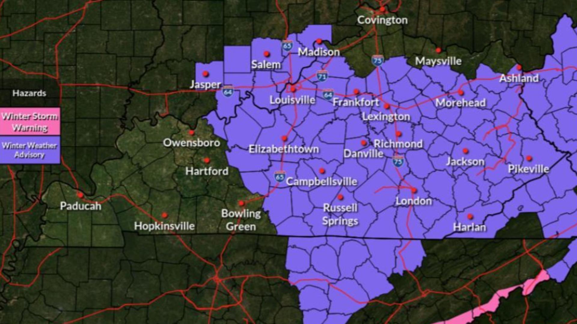 Several Kentucky and Indiana counties under Winter Weather Advisory ...