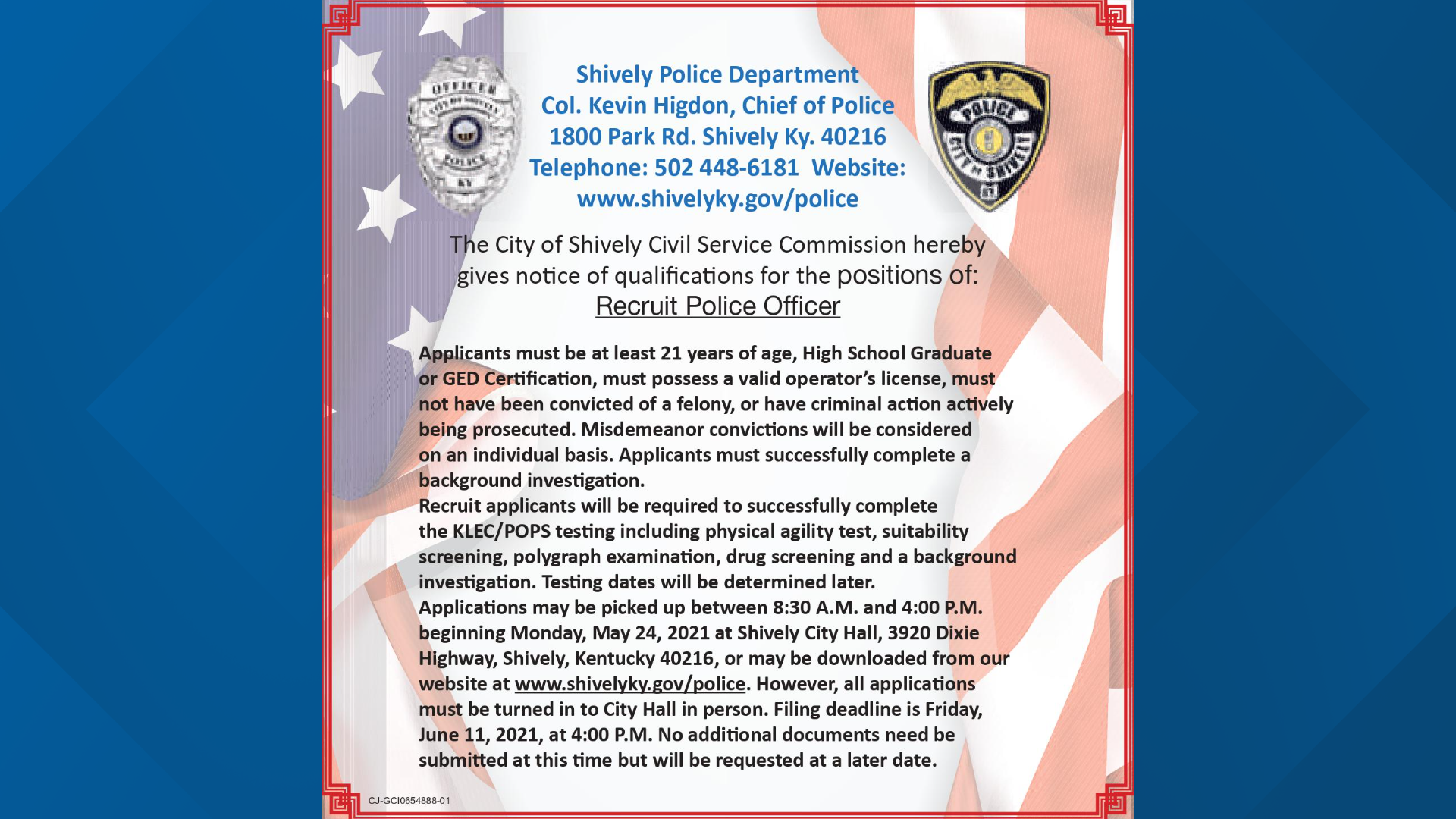 Shively Police Department in need of new officers | whas11.com