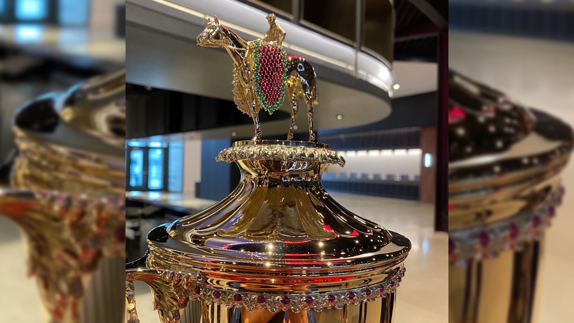 PHOTOS: Kentucky Derby 150's solid gold, jewel-adorned trophy | whas11.com