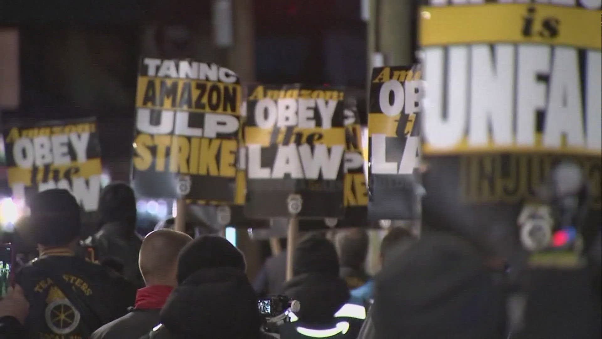 Teamsters in KY show support as Amazon workers go on strike | whas11.com
