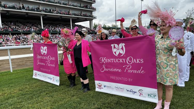 150 breast cancer survivors walk Kentucky Oaks Survivors Parade ...