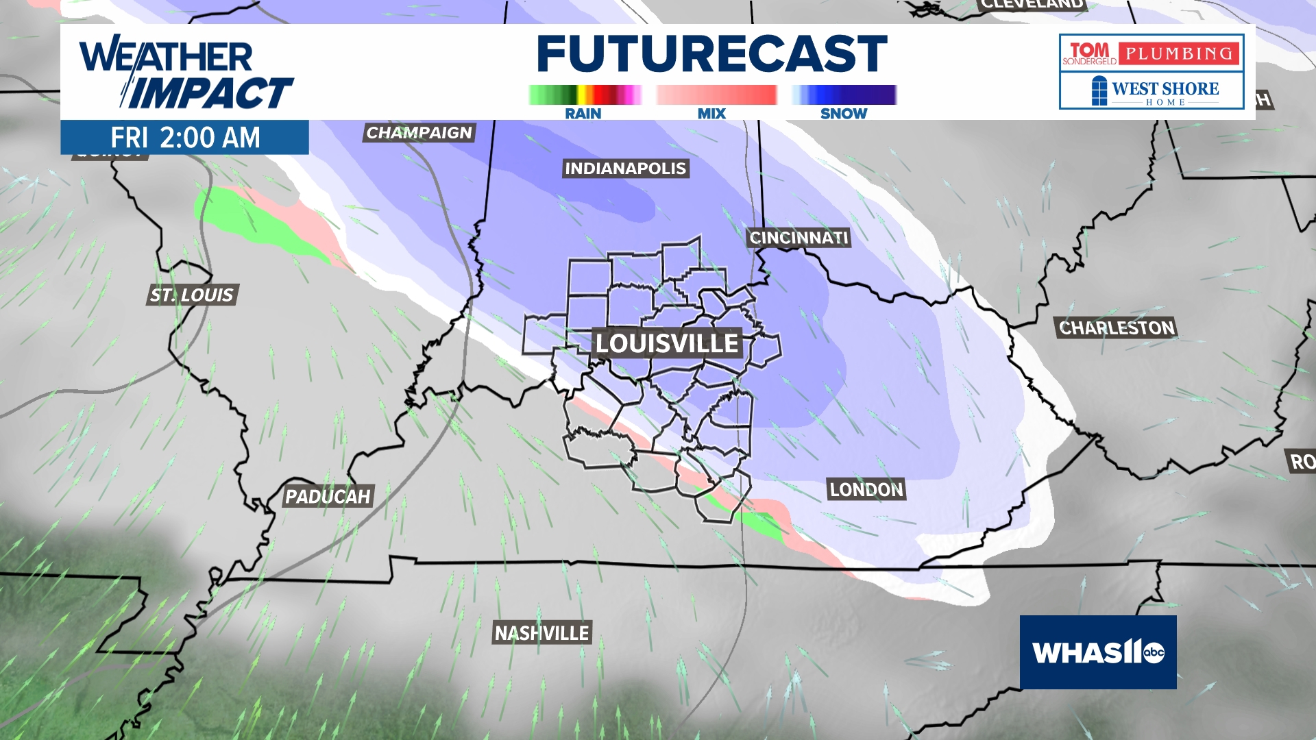 Snowfall expected to impact Louisville's early commute Friday morning ...