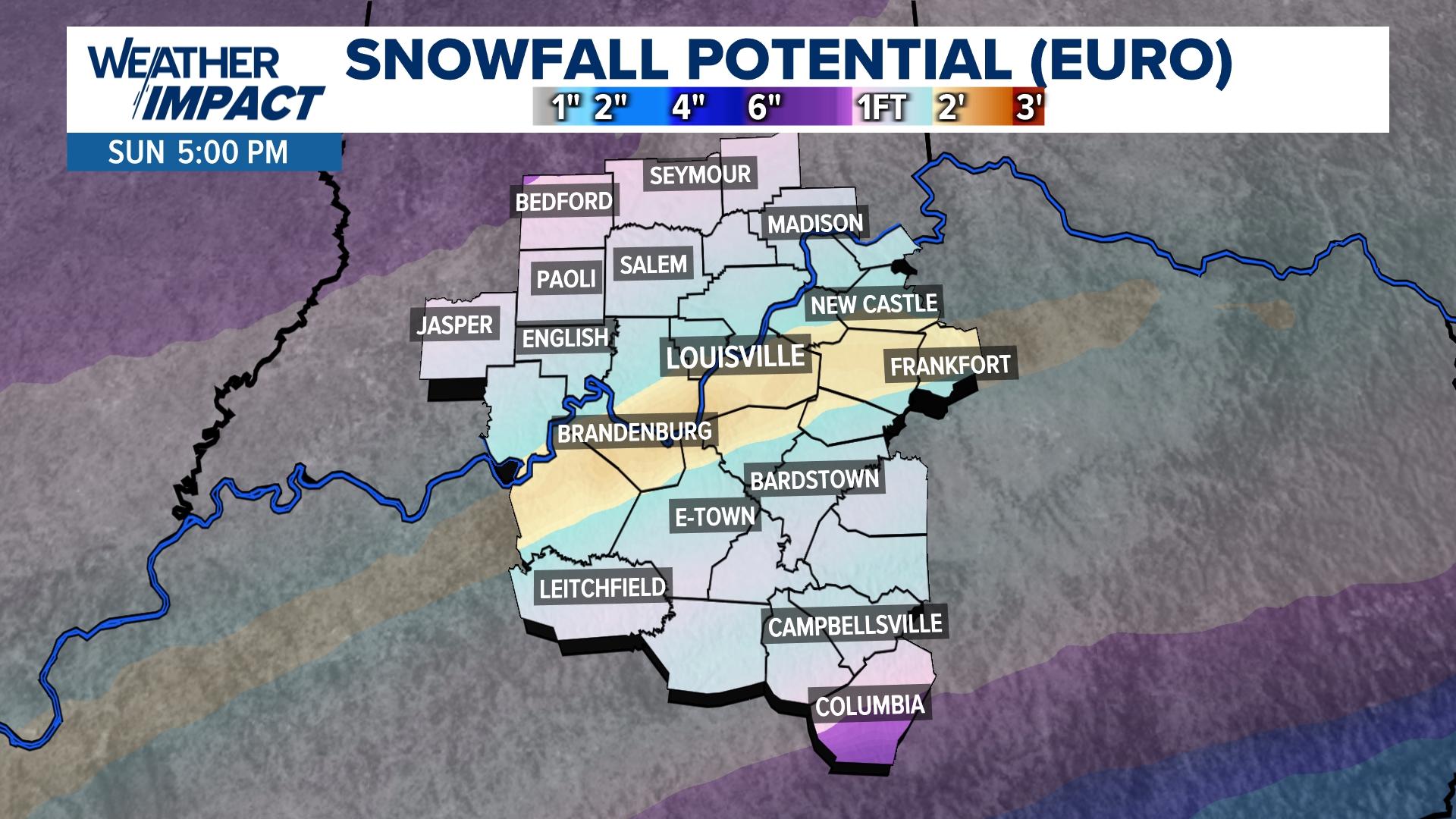 EURO Model: Snowfall potential, Futurecast for upcoming winter storm ...