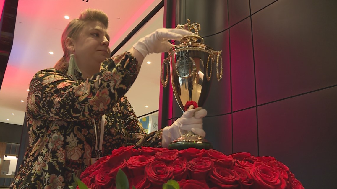 PHOTOS: Kentucky Derby 150's solid gold, jewel-adorned trophy | whas11.com