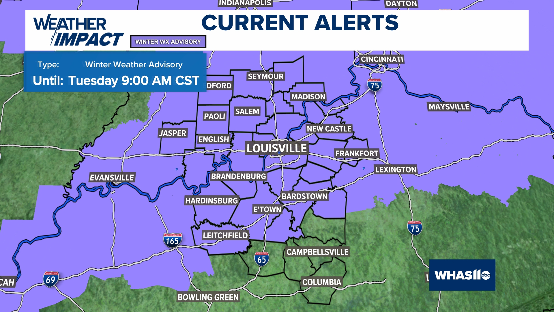 Winter Weather Advisory issued as snow arrives late Monday night ...