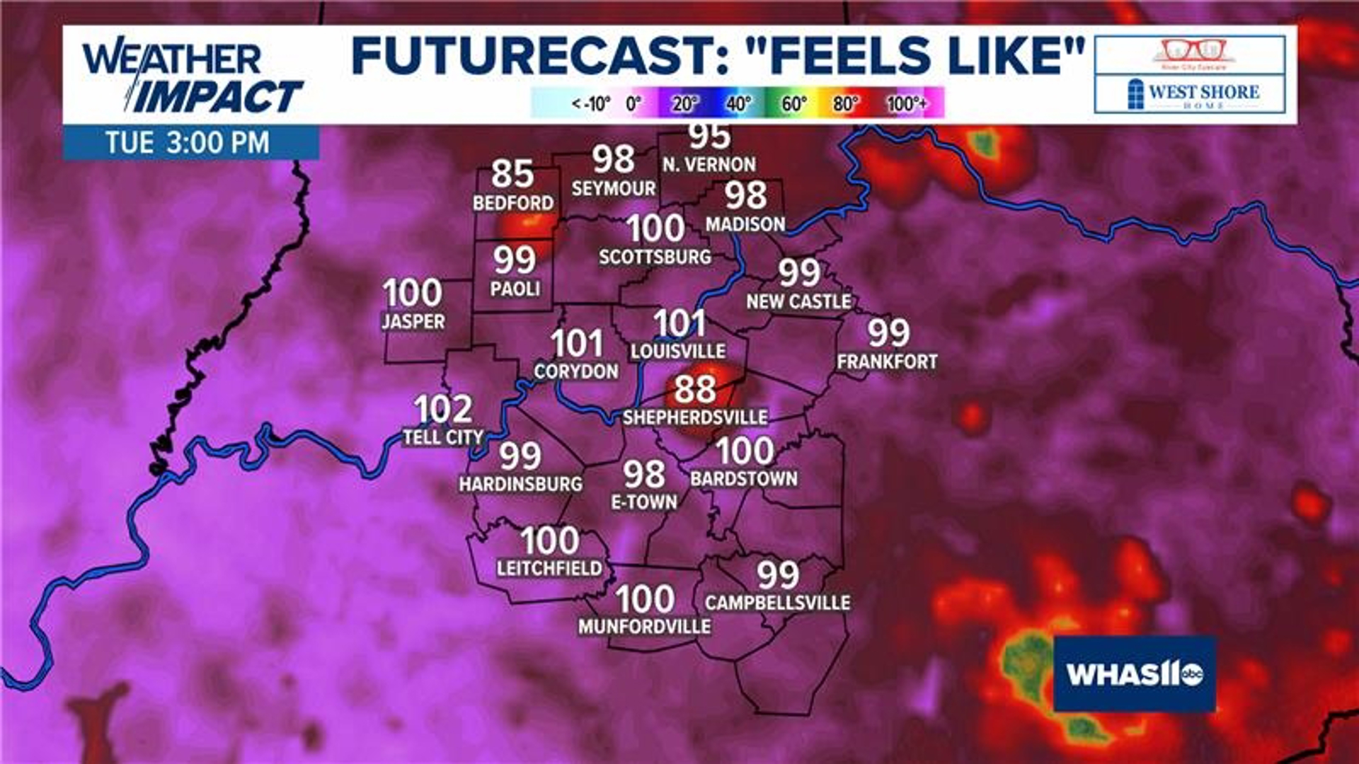 Triple-digit heat index expected multiple days this week in Louisville-area | whas11.com