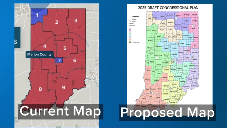 Proposed Indiana congressional map groups So. IN and downtown Indy ...