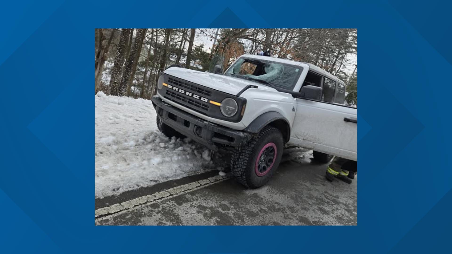 Tractor-trailer collides with fire truck in Nelson County; ice shatters ...