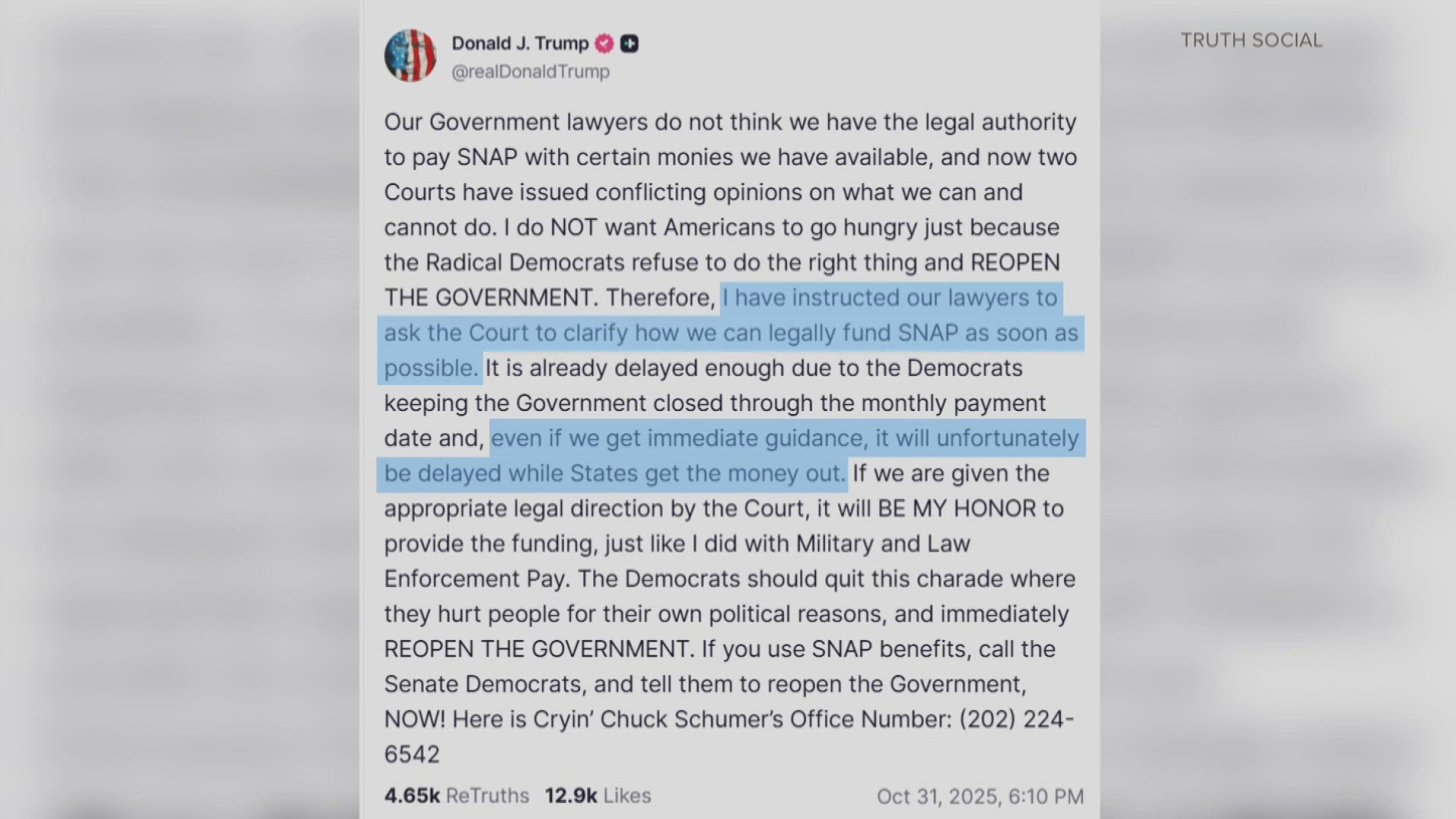 Trump OKs emergency SNAP funding after judge orders benefits restored ...