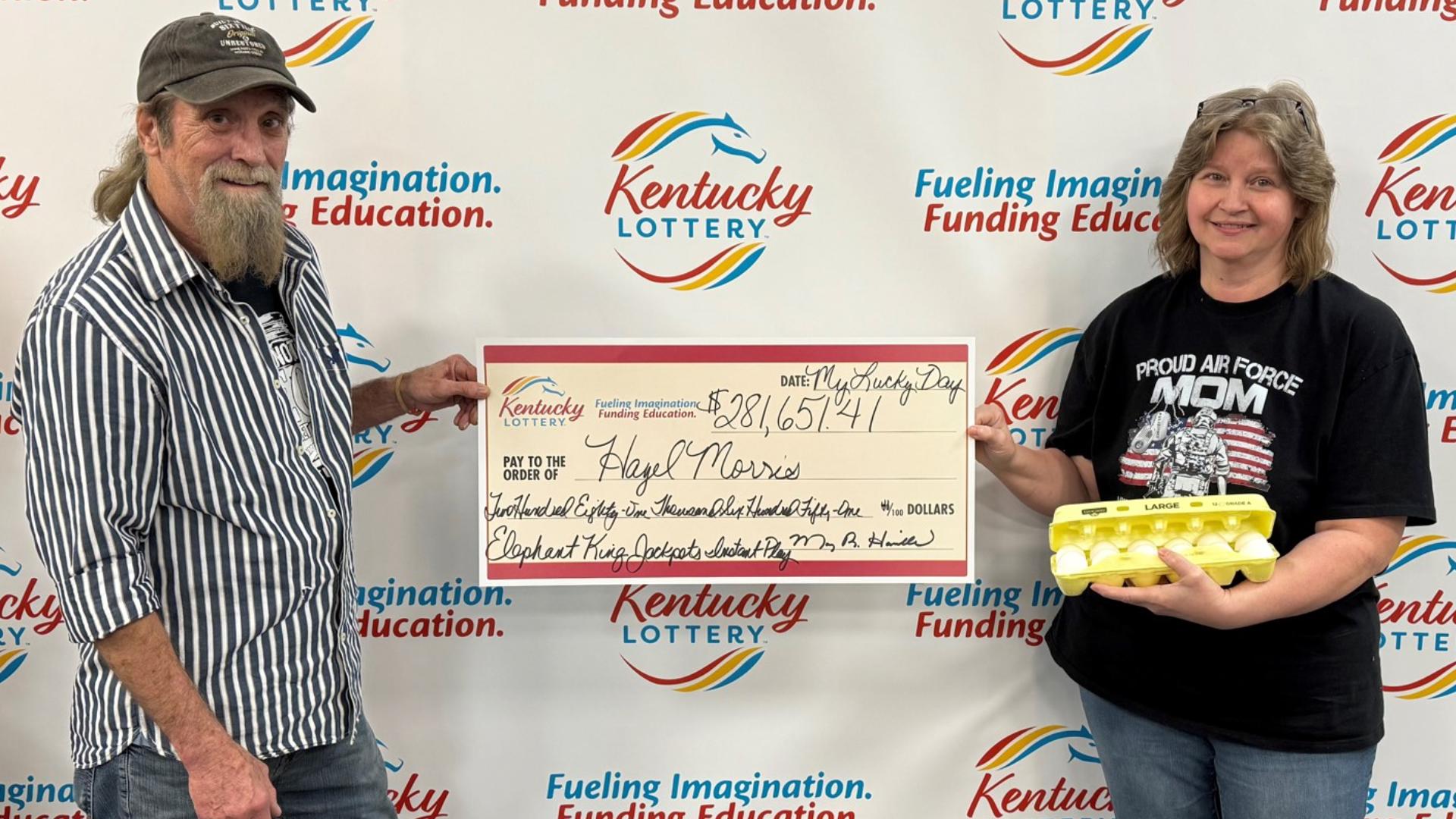 Kentucky lottery winner brings carton of eggs with her when she claims ...