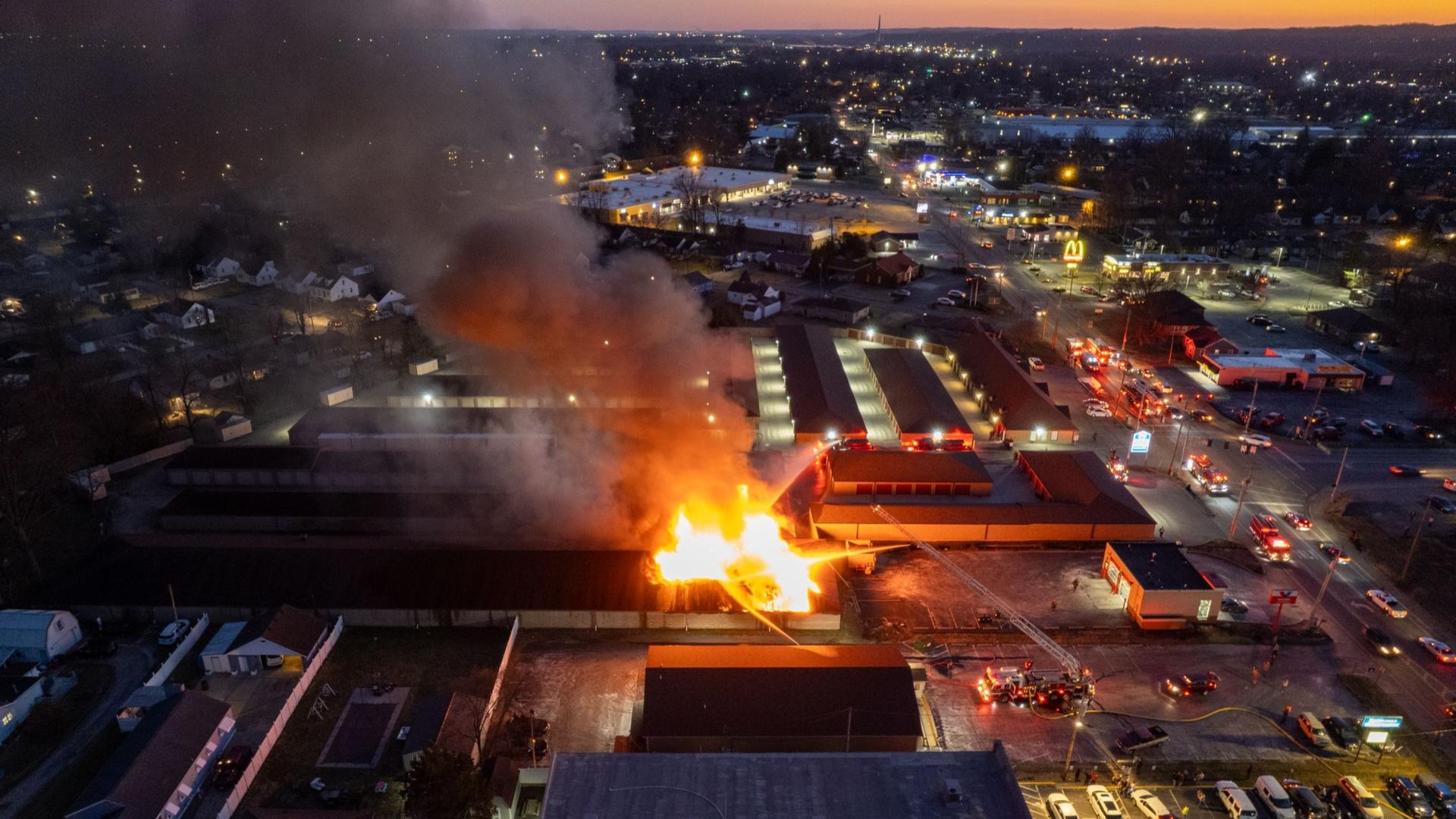DRONE | Southern Indiana firefighters battle massive fire | whas11.com