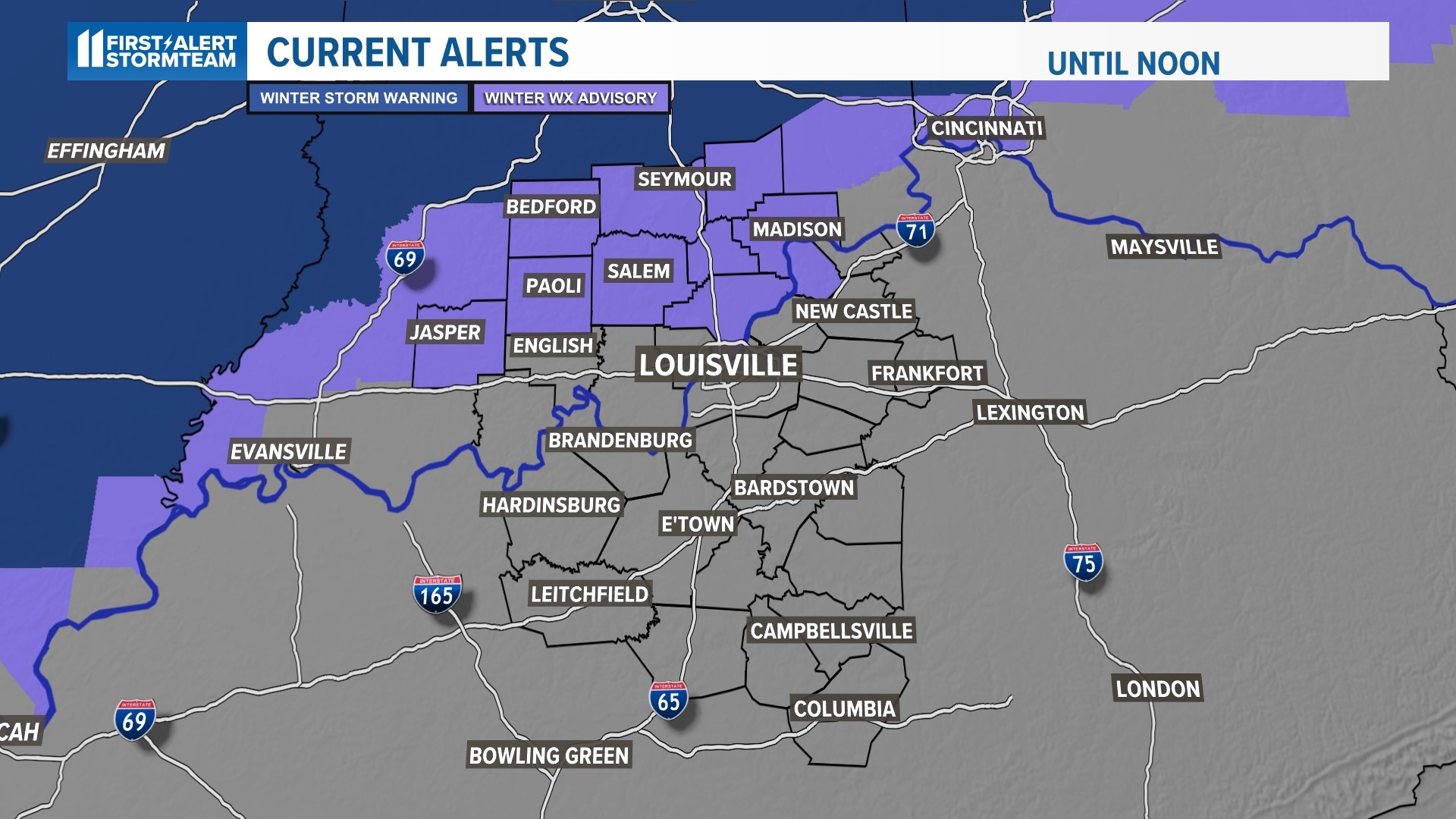 Snow, rain, strong wind in Kentuckiana; Overnight winter weather ...