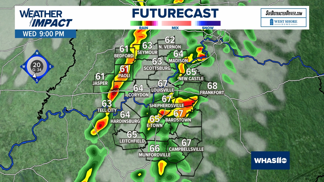 Storm system bringing strong winds to Louisville and southern Indiana ...