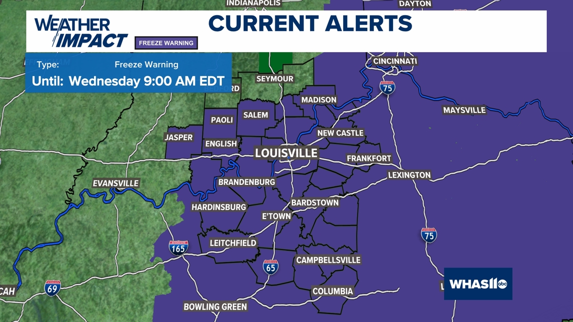 Freeze Watch in effect for these counties in Kentucky and Indiana ...