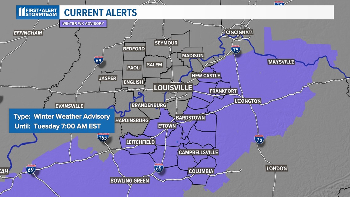 These Kentucky counties may see 1-2 inches of snow Monday night ...