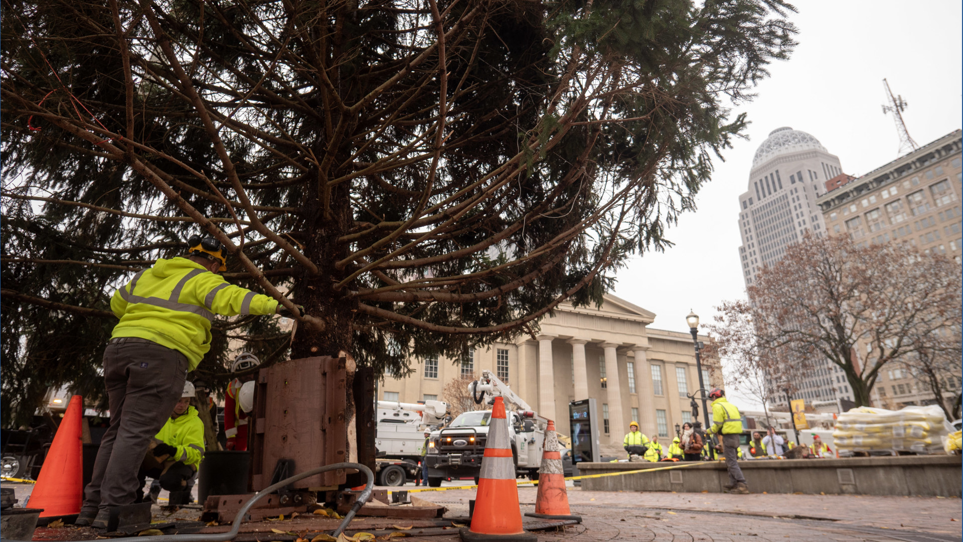 'Beaver Santa' chops up this year's downtown Louisville Christmas tree ...