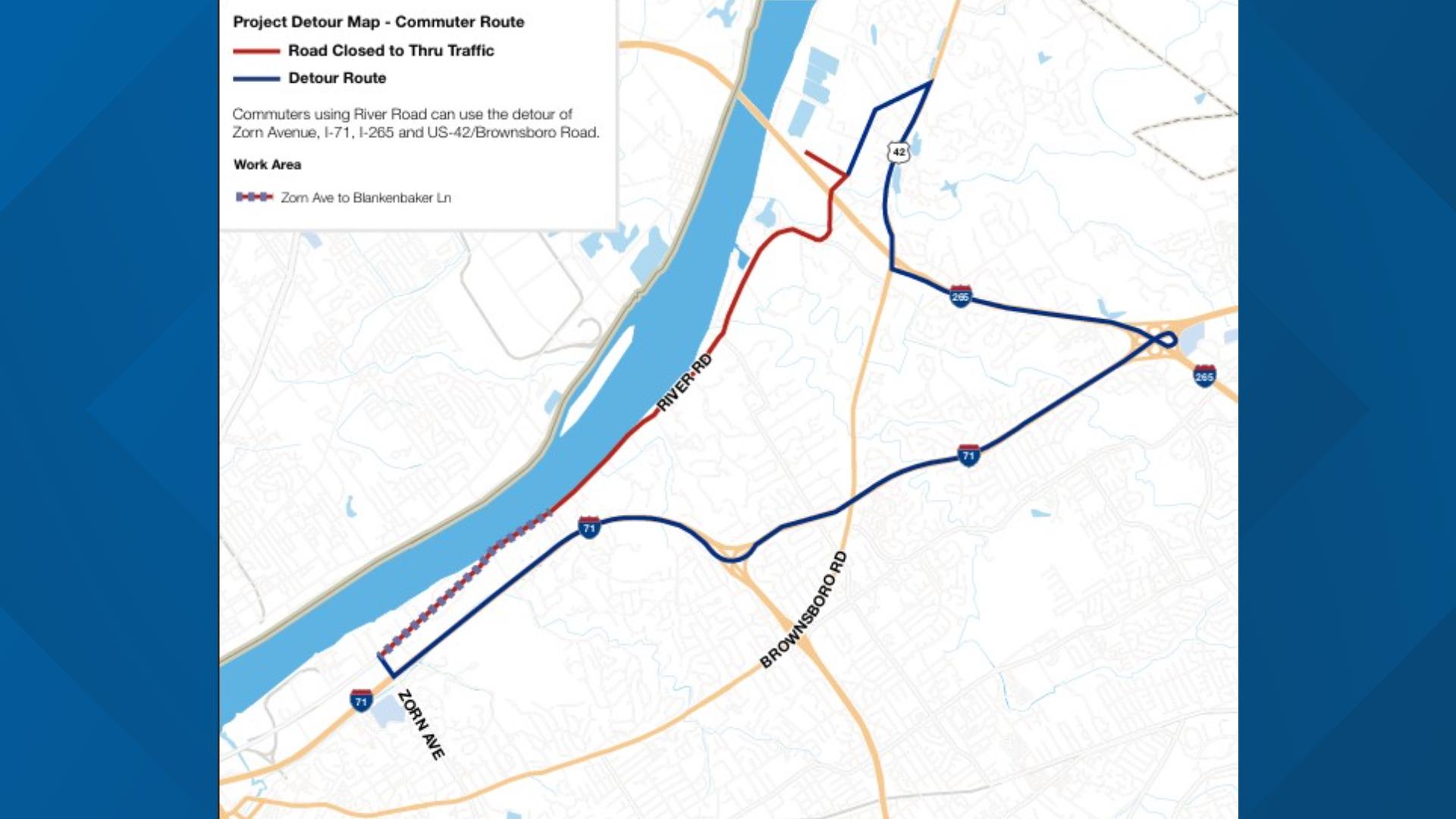 Louisville Water moves construction on River Road east | whas11.com