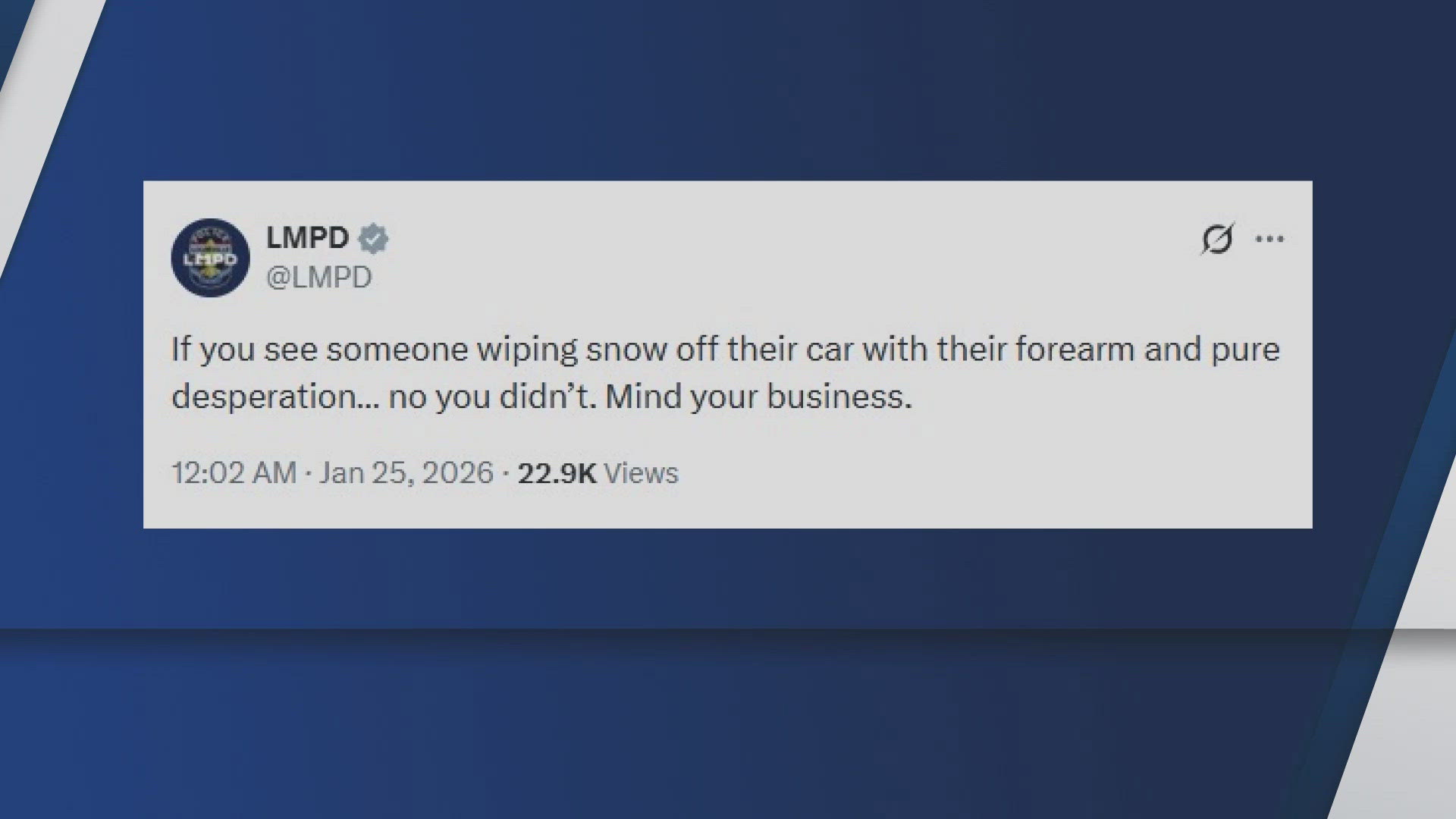 LMPD goes viral for X posts during Louisville snowstorm | whas11.com